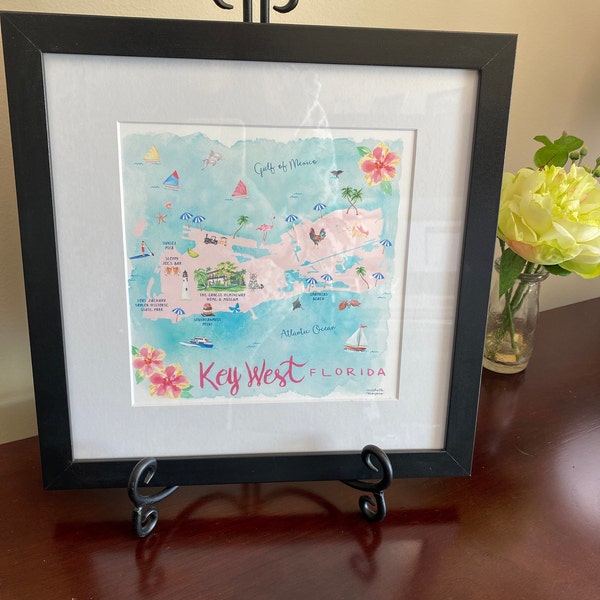 Key West Art, Key West Map, Key West Painting, Key West Decor, Key West ...