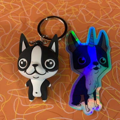 Boston Terrier Keychain, Boston Terrier Gift, Key Fob, Boston Terrier ...