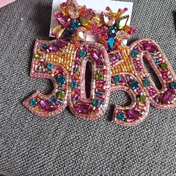 50th Birthday Beaded Earrings, Milestone Birthday, 50 Earrings, 50th ...
