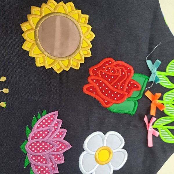 Flowers Applique Machine Embroidery Design - Etsy