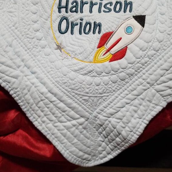 Rocket Digital Machine Embroidery Design Custom Name Space Rocket ...