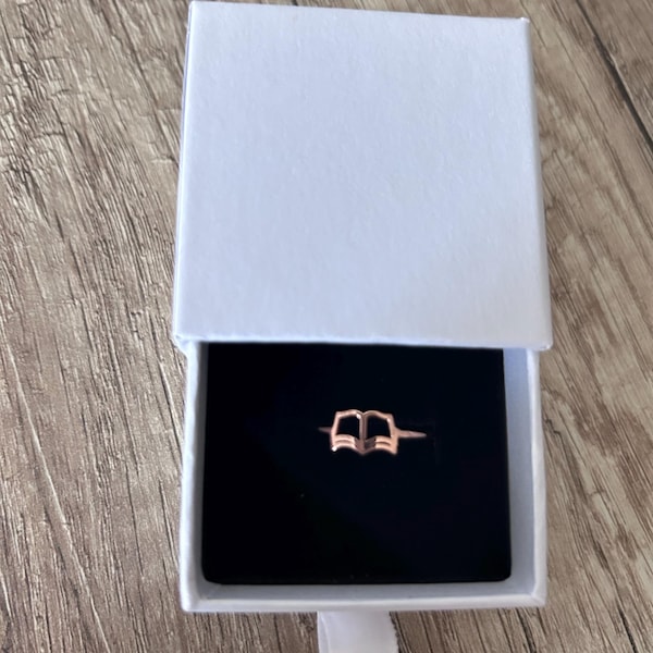 Book Ring, Minimalist Open Book Ring, Book Lover Gift, Bookworm Gift ...