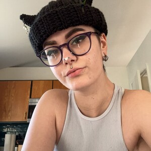Crochet Devil Horn Beanie - Etsy