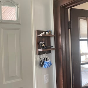 Floating Wood Box Coffee Shelf With Hooks | Etsy