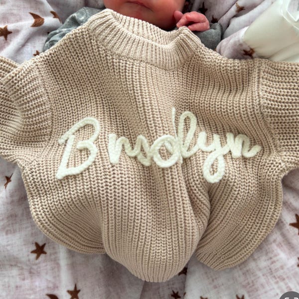 Personalized Baby Sweater With Name/ Hand-embroidered Name Sweater ...