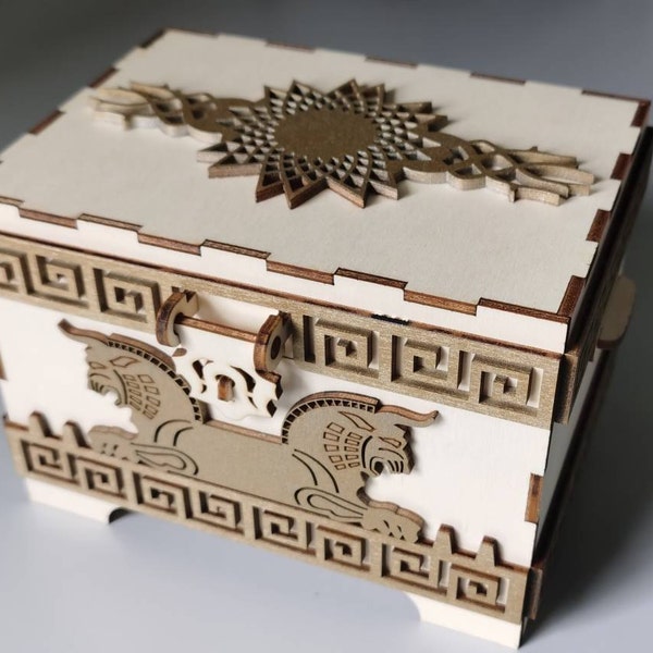 Laser Cut Jewelry Box With Sliding Lock File, 3mm, 1/8inch Box Svg Dxf ...