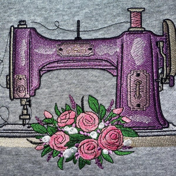 Sewing Machine With a Bouquet of Roses Machine Embroidery Design - 6 ...