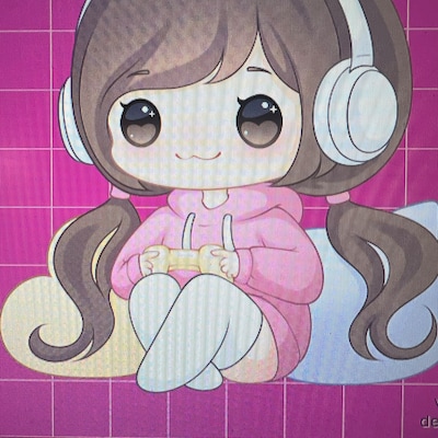 12 Pastel Chibi Streamer Black Hair Green Eyes Comfy Emote Set Cute ...