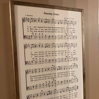 Amazing Grace Sign Song Lyric Gift Amazing Grace Sheet Music Sign Hymn ...