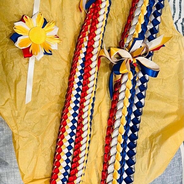 Double Braid Ribbon Lei With Flower - Etsy