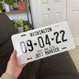 Wedding License Car License Plate Wedding Car Just Married Wedding Date ...