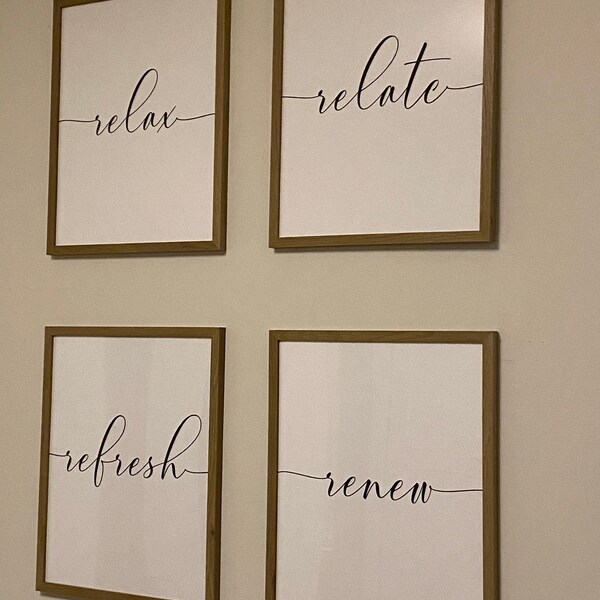Relax Refresh Renew, Bathroom Print Set of 3, Relax Decor Sign, Funny ...
