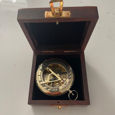 Personalized Nautical Compass, Chain and Leather Pouch Included ...