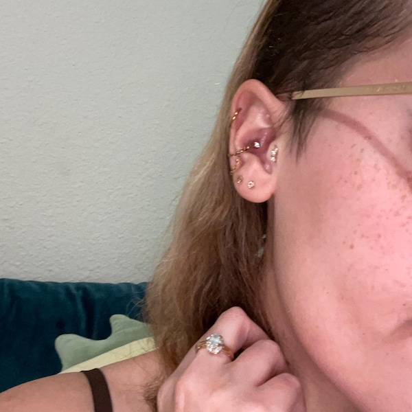 Tiny 3D Diamond Shape Threadless Flat Back Nose Stud, 20,18,16ga, 5 ...