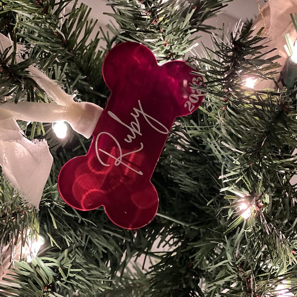 Custom Acrylic Dog Bone Ornament / Christmas Ornament / Custom Ornament ...