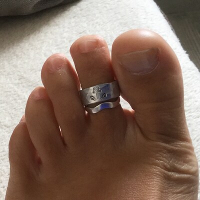 Toe Ring Anchor Hammered Texture Cuff Band Adjustable Aluminum - Etsy