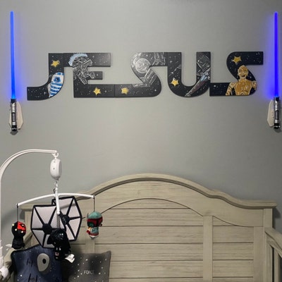 Star Jedi Space Wars Painted Letters, Black Star Jedi Painted Letters ...