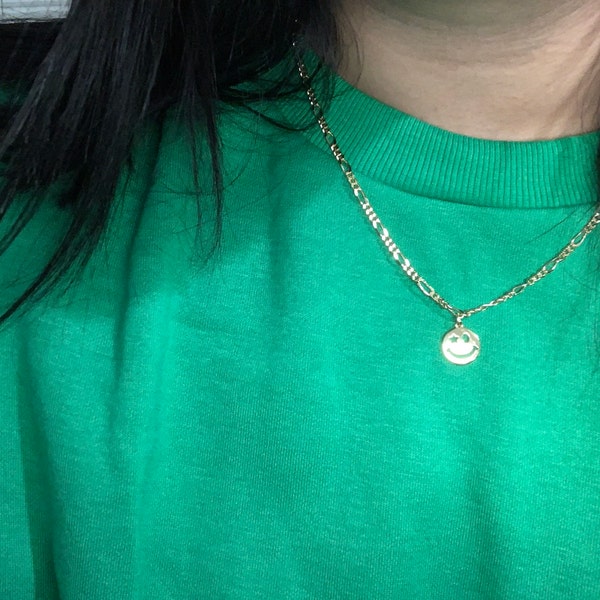 Smiley Face Necklace, 18K Gold Filled, Gold Smile Face Necklace, Gold ...