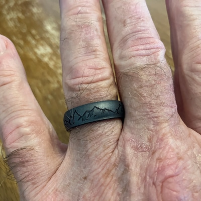 Engraved Silicone Ring for Men Women, Personalized Silicone Wedding ...