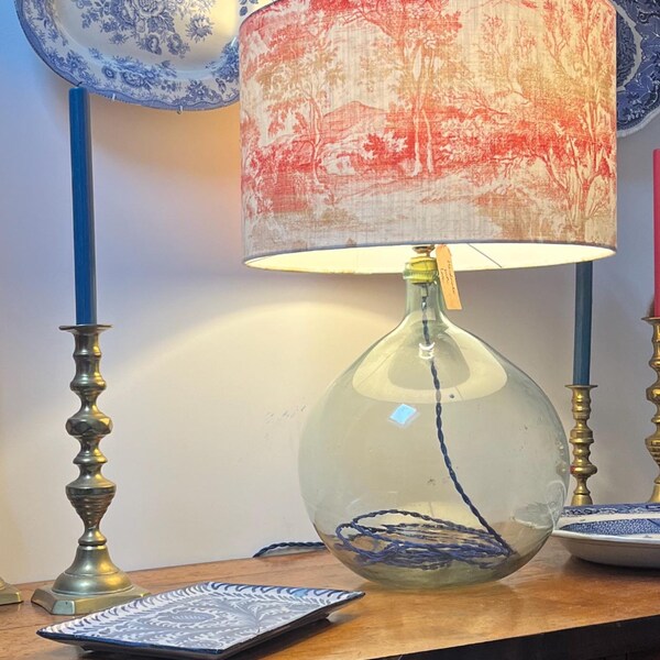 Seascape Lampshade, Coastal Lamp Shade, Applique, Fringed Artisan Shade ...
