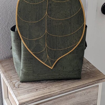 Green Cork Leather Leaf Backpack Made From Plant Based - Etsy Canada