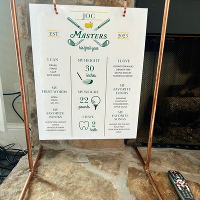 Golf Menu Sign, Green Gingham, Table Sign, Mastered First Year, Masters ...