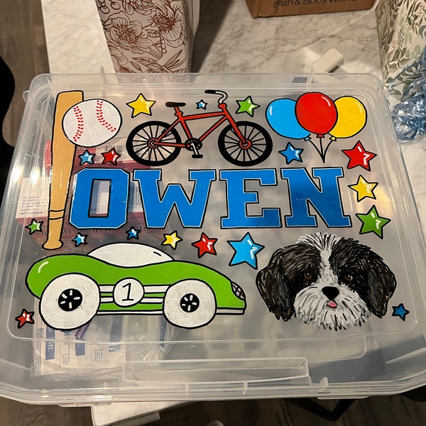 LARGE Hand-painted, Custom Personalized Storage Case, Personalized ...