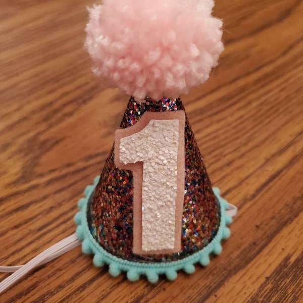 Mini Glittery Birthday Party Hat || Birthday, 2nd Birthday || 1st ...