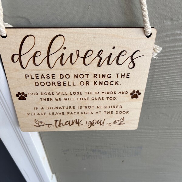 Delivery Sign for Door, Please Do Not Knock or Ring Doorbell Wood Sign ...