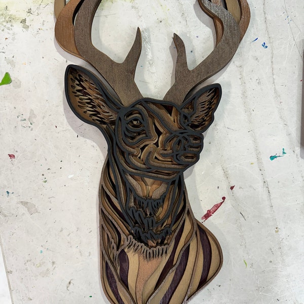 Multilayer Mountain Deer Laser Cut File Deer 3D Laser File SVG Layered ...