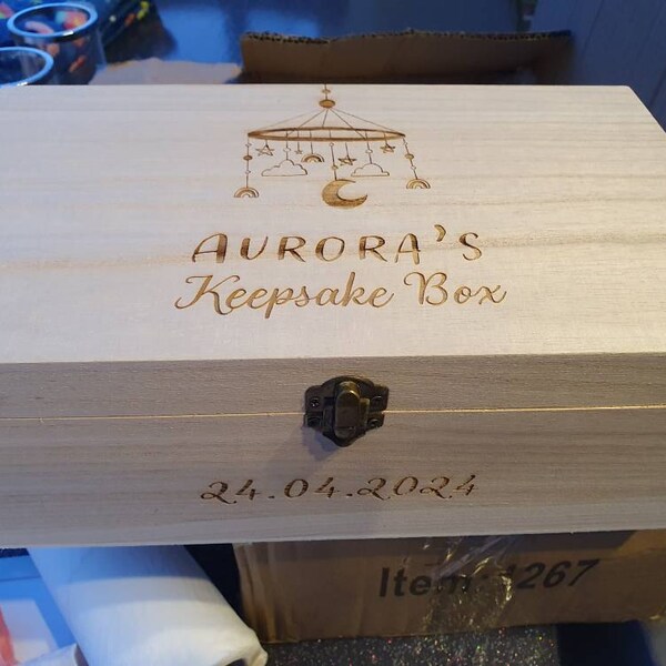 New Baby Wooden Personalised Keepsake Box, New Born Baby, Luxury Baby ...