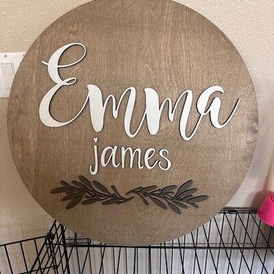 Nursery Name Sign, Above Crib Name Sign, Round Name Sign, Boho Baby ...