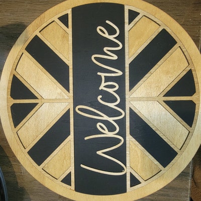 Chevron Geometric Welcome Sign, Digital Download, Round Door Hanger Svg ...