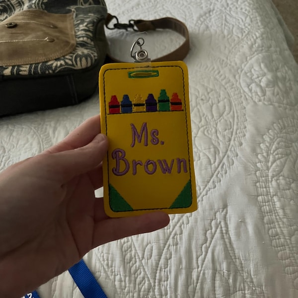Personalized Crayon ID Badge Holder - Pencil Employee ID Holder ...
