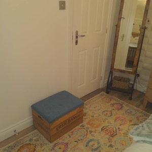 Large Wooden Storage Box With Fabric Upholstered Hinged - Etsy UK