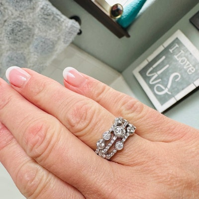 Vintage Rain Drop Inspired Ring, Bubble Scatter Ring, Three Row ...