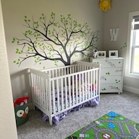 Stunning Large Tree Wall Decal With Cranes - Unique Vinyl Decor for ...