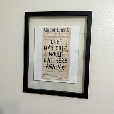 Chef Was Cute Guest Check Poster Trendy Wall Art Prints Kitchen Decor ...