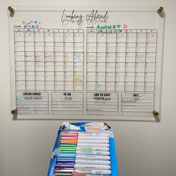 DOUBLE MONTH Custom Family Wall Calendar Personalized Planner Two Month ...