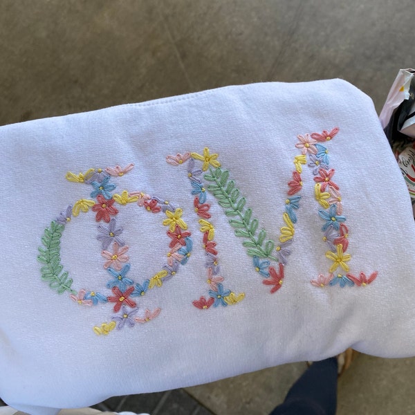 Greek Letter Embroidery / Embroidered Crewneck/ Sorority Letters ...