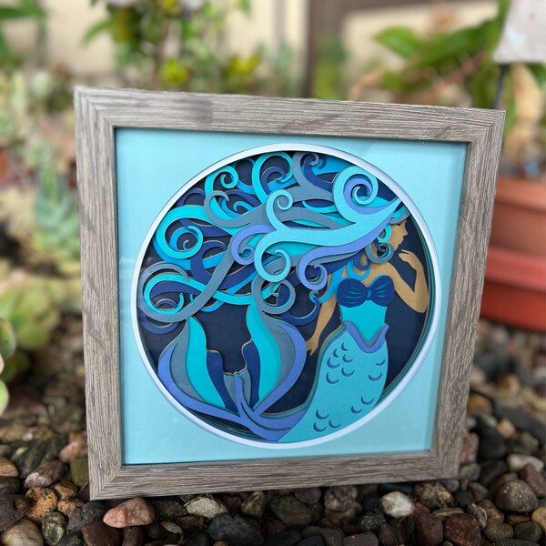 3D MERMAID Svg - TROPICAL Shadow Box - for Cricut - for Silhouette - Etsy