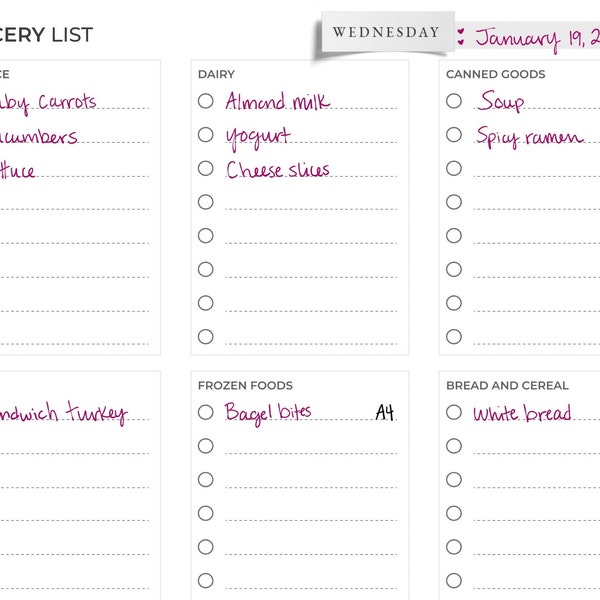 Grocery Shopping List to Do Digital iPad Tablet Produce Food Meal ...