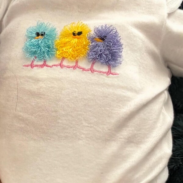 Chicks Trio Machine Embroidery Designs Triple Fringed Fluffy Chick ...