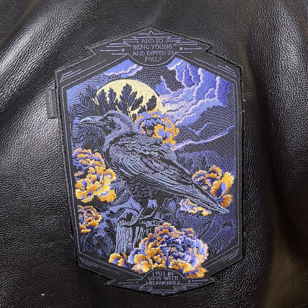 Embroidered Crow Patch: Raven Goth Dark Art Witchy Iron-on Large Back ...