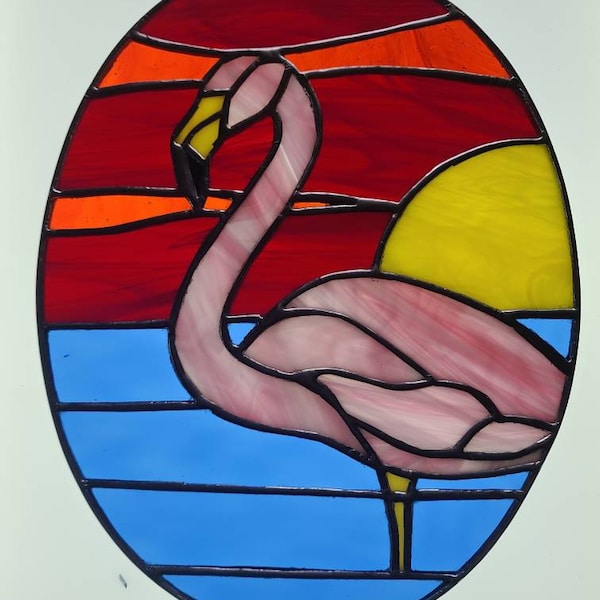 Flamingo Stained Glass Panel Printable Pattern Stained Glass Pattern ...