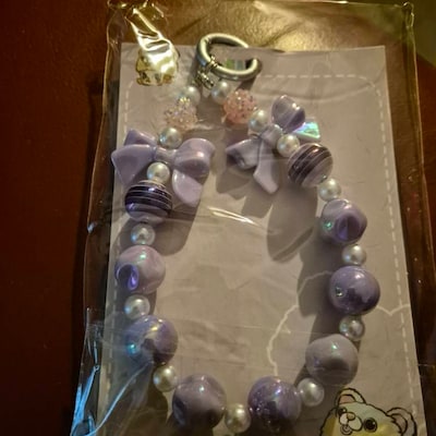 Purple Beaded Pearl Phone Strap,friendship Gift Keychain,phone Chain ...