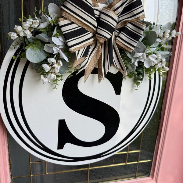 Front Door Decor | Last Name Initial | Personalized Door Wreath | Year ...