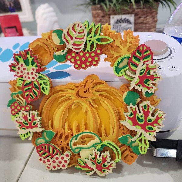 Autumn Wreath With Pumpkin Decor 3D Mandala SVG Files, Svg Papercut for ...