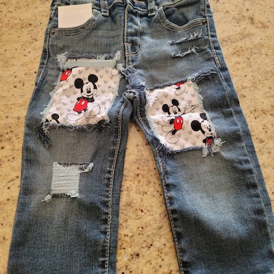 Mickey Mouse Skinny Jeans Boys Made With Mickey Mouse Fabric Distressed ...