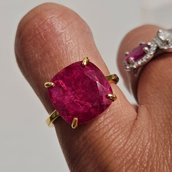Large Natural Ruby Ring, Raw Ruby Ring, Genuine Ruby Gemstone Ring ...